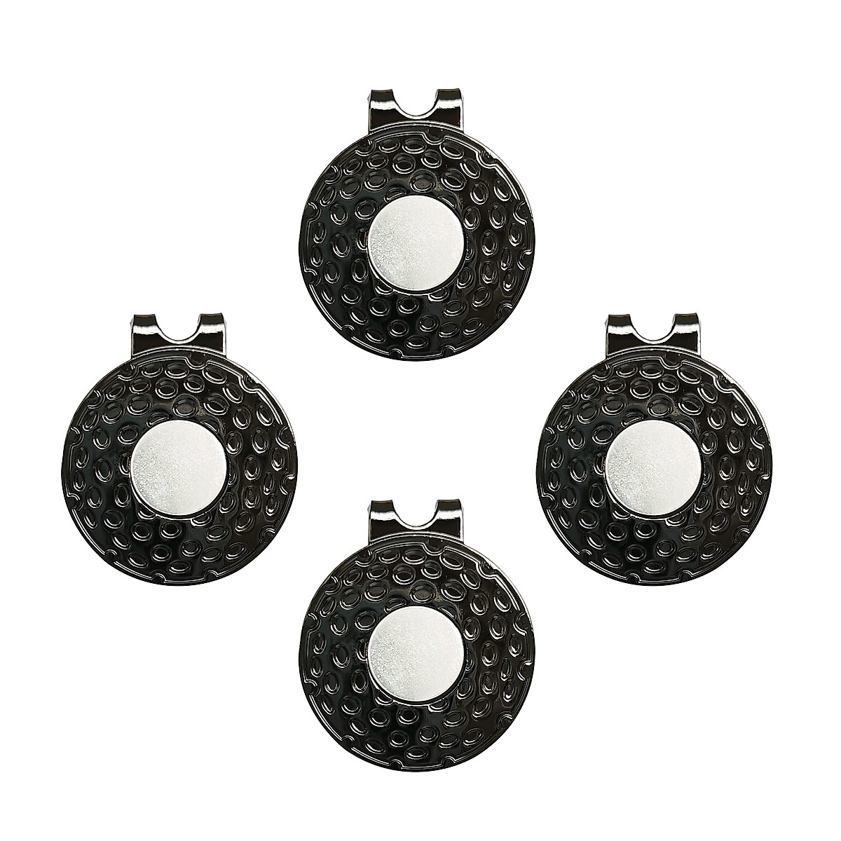 Eshan Magnetic Golf Hat Clips Ball Marker Holders (4 Pack, Galvanizde Black) for Golf Gloves Hats Bags Caps Visor Belt