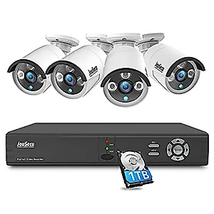 JouSecu 1080P 8CH Wired Home Security Camera System HD 5-in-1 Video DVR Recorder with 4X HD 2MP Weatherproof CCTV Cameras, Motion Alert, Remote Access