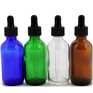 Vivaplex, 12, Assorted Colors, 2 oz Glass Bottles, With Glass Eye Droppers