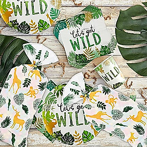 Lecpeting 100 Pcs Jungle Animal Treat Bags Safari Animal Cellophane Candy Bags Jungle Plastic Goodie Storage Bags Safari Party Favor Bags with Twist Ties for Safari Theme Birthday Party Supplies