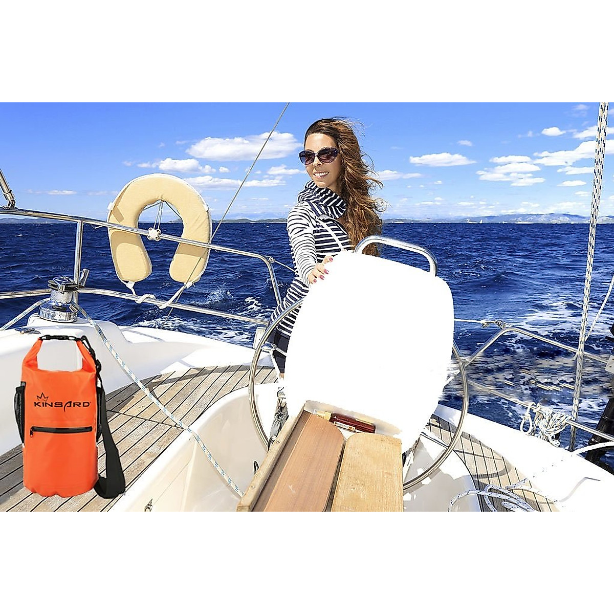 Kinsard Waterproof Dry Bags, Roll Top Sack, With Zipper, Side Pockets, and Adjustable Straps-Protects Valueables and All Gear, For Kayaking, Boating, Beach, Hiking, 10 Liter Dry Bag(Orange)