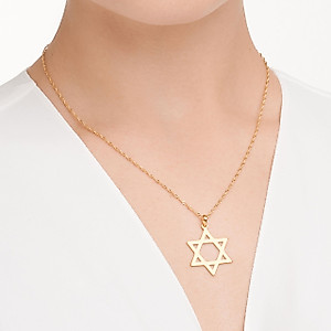 MORGAN & PAIGE 18k Yellow Gold Plated 925 Sterling Silver Star of David Pendant Necklace With 18" Cable Chain