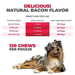 Mighty Petz MAX Dog Allergy Relief Chews - Itch Free Skin - Immune Supplement with Omega 3 Fish Oil + Probiotics + Colostrum. Skin & Coat Health + Digestion.120 Dog Allergy Chews for Pets