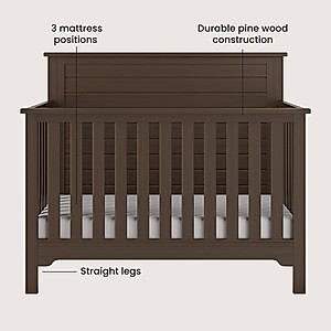 Child Craft Farmhouse Crib, 3-Drawer Dresser with Changing Table Topper Nursery Set, 3-Piece, Includes 4-in-1 Convertible Crib, Dresser with Topper, Grows with Your Baby (Brushed Truffle)
