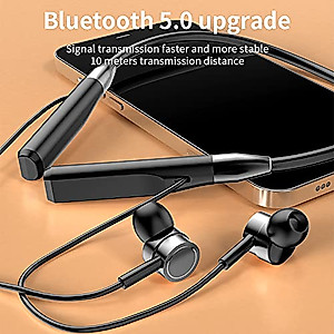TOP Bluetooth Neckband Headphones with 24 H Playtime, 10 mm Drivers, Flexible V5.0 Wireless Headset w/Mic Sports Earbuds for Gym Running HD Stereo Bass Noise Cancelling Earphones for IPhone Samsung LG