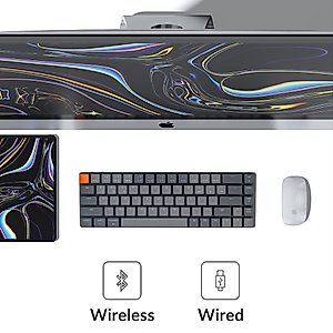 Keychron K7, 68 Keys Ultra-Slim Wireless Bluetooth/Wired Mechanical Keyboard with Low-Profile Gateron Mechanical Red Switch, White LED Backlit Compatible with Mac Windows