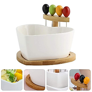 Cabilock Gourmet Food Container 1 Set Fruit Bowl with Fork White Mini Stainless Steel Pistachio Soup Bowls Mini Candy