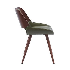 Porthos Home Basil Mid-Century Dining Chair, Water and Stain Resistant Faux Leather Upholstery, Metal Legs with Wood Finish