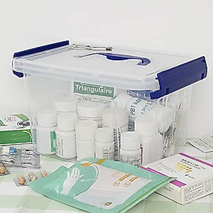 Pekky Plastic Small Handle Storage Box, 3.5 Quart Clear Plastic Bins, 6 Packs(Blue)