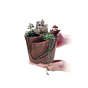 Yardwe Castle Shape Flower Pots Resin Succulent Plant Pots Fairy Garden Bonsai Planter