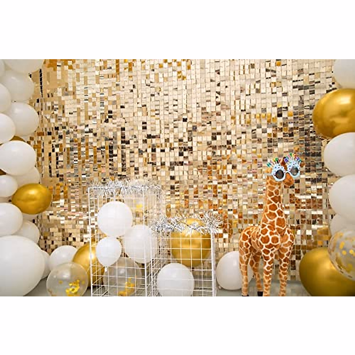 Kate Square Light Gold Sequin Wall Panels Shimmer Wall Birthday Party Backdrop Decorations (Pack of 12)