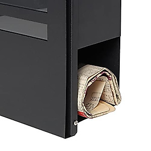Large Mailbox Wall Mount with Lock, Decaller Modern Mailboxes for Outside, Black, 14.4" x 13" x 4.2"