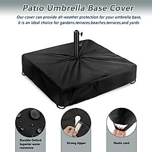 Rileytee Patio Umbrella Base Cover,Outdoor Heavy Duty 600D Waterproof Anti-UV Square Umbrella Stand Base Cover,Black,Cover Only (25"L x 25"W x 7"H)