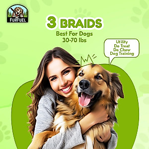 FURFUEL Braided Bully Sticks for Dogs, (3 Count, 12 Inch) Natural Long-Lasting Dog Chew for Large, Medium & Small Breeds, Perfect for Training & Sensitive Stomachs