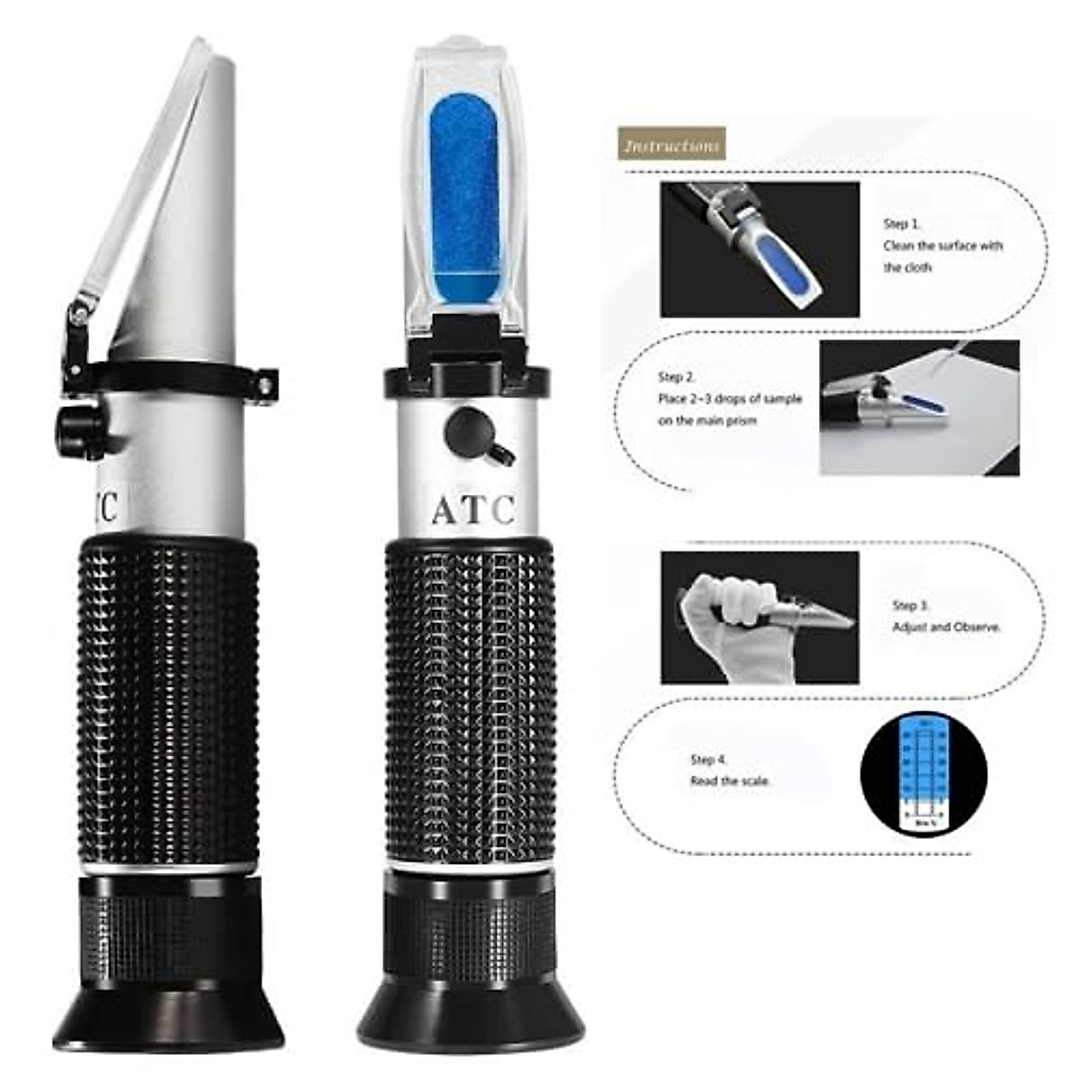 Logic Box Sucrose Refractometer for Honey Moisture, Brix and Baume, 3-in-1 Uses, 58-92% Brix Tester with ATC, Ideal for high Sugar Maple Syrup, and Molasses, Malt,Bee Keeping Supplies