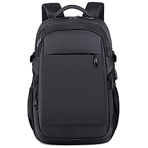 Laptop Backpack for Business Travel and College Study with Integrated USB Charging Port, Fits Laptops up to 15.6 Inch, Black, Anti-Theft, Great for Hiking, Waterproof, Scratch Resistant, Reinforced