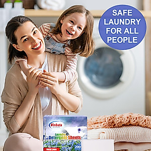 Binbata Laundry Detergent Sheets, 200 Loads Fresh Linen Scent Hypoallergenic Eco-Friendly Laundry Sheets, Biodegradable Plastic Free Liquidless Laundry Sheets Detergent Suitable for Sensitive Skin