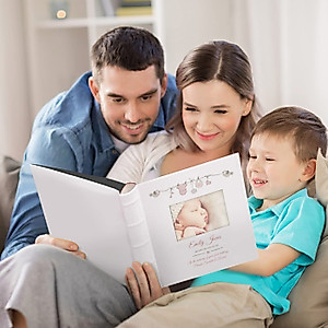 Maverton Photo Album for kids - White cover with a stylish print - 60 black pages to fill in - For boys and girls - Personalized album for Birthday - For Baptism - For baby - baby stuff