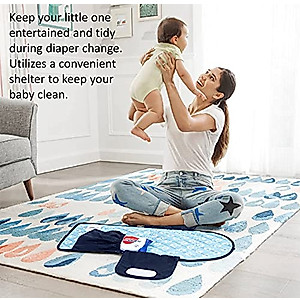 Diaper Changing Pad with Protecting Wraps, Portable Changing Pad for Moms & Dads, Baby Changing Pad as Baby Gifts for Shower, Travel, Newborn Boys, Dark Blue Stars - Light Blue Anchor