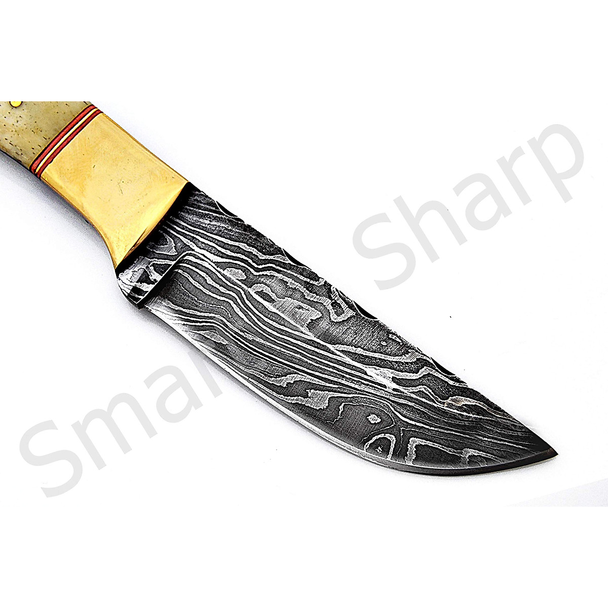 Smart & Sharp Custom Handmade Damascus Steel Hunting Knife/Skinning Knife AA-17280 (Natural Bone)