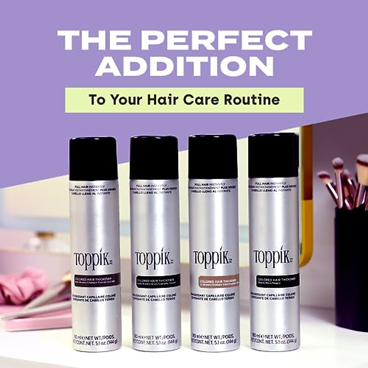 Toppik Colored Hair Thickener, 5.1 OZ Dark Brown Hair Spray Can for Thinning Hair, Hair Spray for Root Touch Up and Hair Thickening