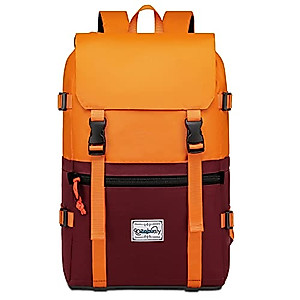 Qozabualy Flap Backpack Vintage, Laptop Outdoor Rucksack 25L Large Capacity Laptop Backpack Fit 15.9 inch Laptop, Multistorage Area Travel Backpack with Drawstring