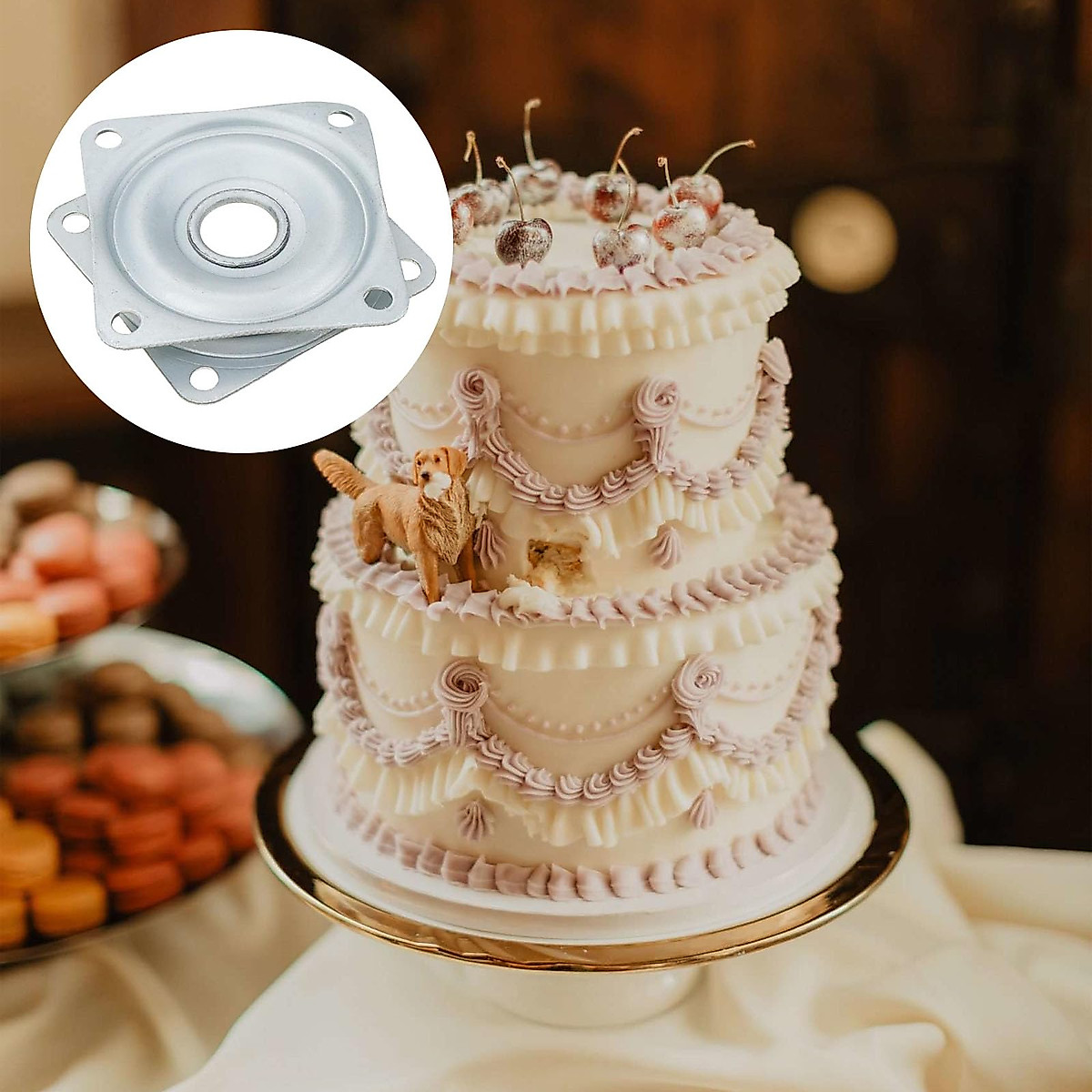 S SYDIEN 5Pcs 2 Inch Square Lazy Susan Turntable Bearings Kitchen Hardware Swivel Plate Galvanized Steel Rotating Bearing Plate for Kitchen, Painting, Makeup Holder