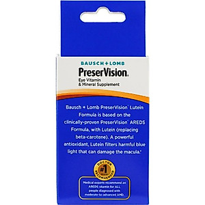 Bausch + Lomb Preservision With Lutein Eye Vitamin & Mineral Supplement, 50 Count Soft Gels