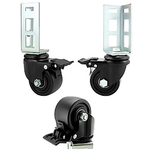 QWORK Storage Rack Caster Wheels, 4 Pack 3" Heavy Duty 1500 lb. Max Total Capacity Storage Shelf Accessories, Fit for Boltless Self Locking Shelving Racks