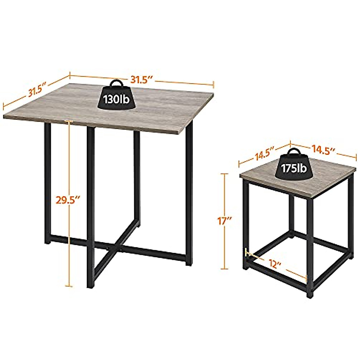 Yaheetech 5-Piece Dining Table Set - Industrial Kitchen & Chairs Sets for 4 Compact with Stools Space-Saving Design Apartment, Small Space, Breakfast Nook, Gray