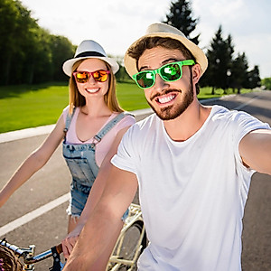 Geopty 12 Pack Neon Mirror Sunglasses Bulk, Retro Colorful Cheap Sunglasses for Women Men Party Favor Supplies