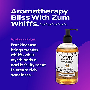 Zum Indigo Wild Hand Soap - Natural Liquid Hand Soap - for Bathroom & Kitchen - Frankincense & Myrrh Scent - 12 oz (4 Pack)