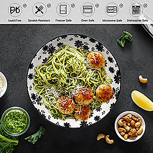 Ceramic Pasta Bowls Set of 6, Vivimee 30 oz Large Salad Bowl, 8.2 Inch Wide and Shallow Serving Plates Bowls, Colorful Bowls for kitchen, Soup Bowls for Pasta, Salad, Soup, Microwave & Dishwasher Safe