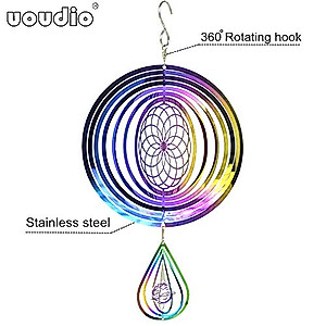 UOUDIO Stainless Steel Wind Spinner- 3D Indoor Outdoor Garden Decoration Crafts Ornaments (Dreamcatcher)