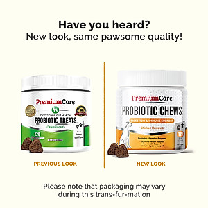 PREMIUM CARE Probiotics for Dogs for Yeast, Itchy Skin and Itchy Ears - Advanced Probiotic for Gut Health, Gut Flora, Bowel Health Support, Diarrhea, Digestive Health & Seasonal Allergies- 120 Chews