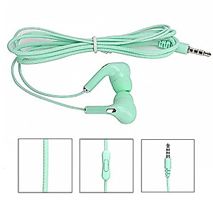 3.5mm Wired Earphone with Microphone Earbud Headphone in-Ear Earphone for Sports(Green)