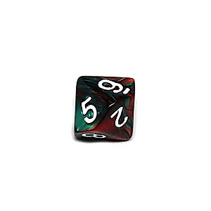 Ten Count Pack of D10 Dice - Matching Collection of 10 Sided Plastic Polyhedral Dice (Green and Red Swirl)