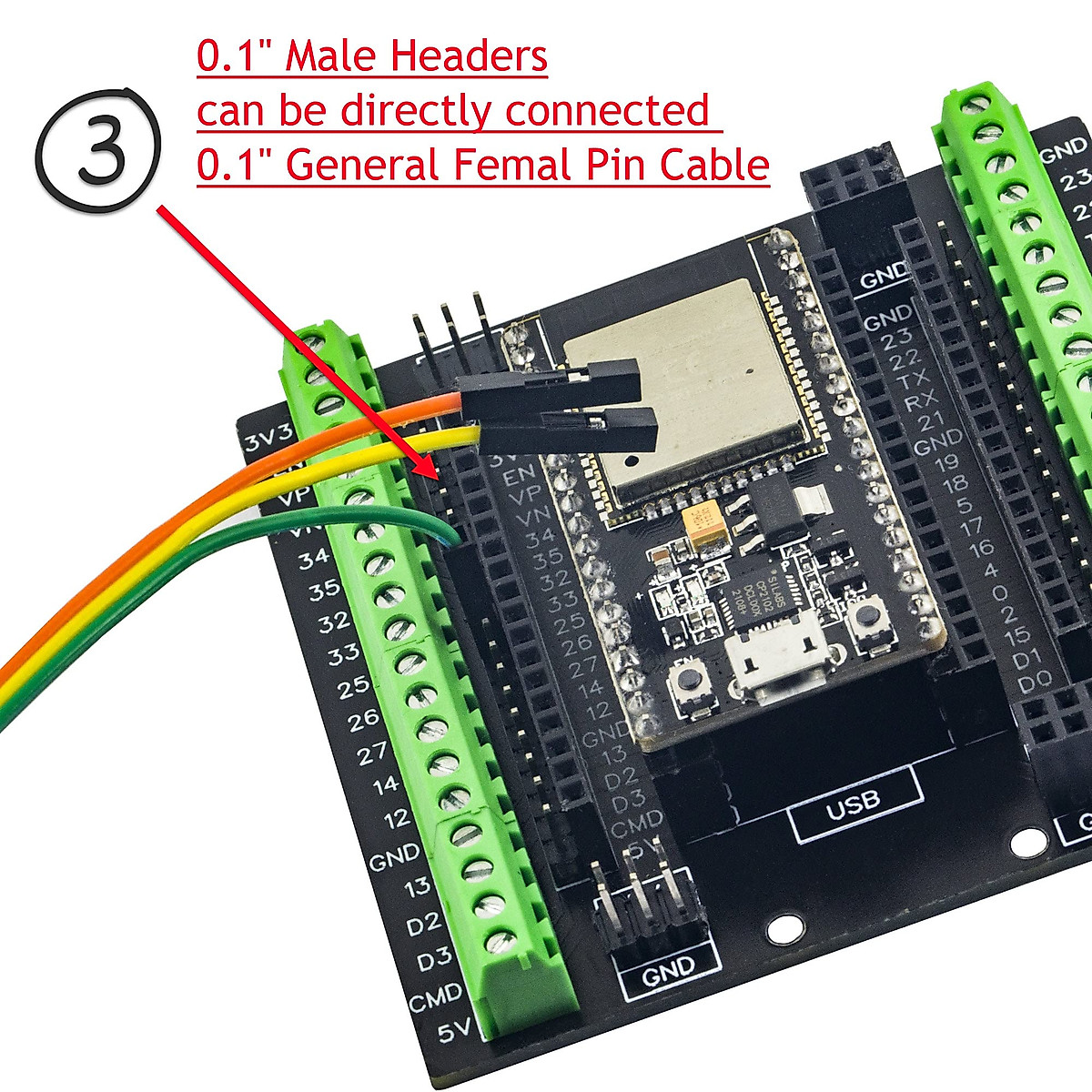 whiteeeen for ESP32 Super Breakout Board 3.81mm / 0.15" Terminal GPIO Expansion Board 3 Types Outputs for ESP32-DevKitC ESP-WROOM-32 Block PCB