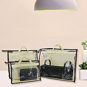 HOMOKUS Handbag Storage, 4 PACK Purse Storage Organizer for Closet, Clear Purse Storage Bags, Dust Bags for Purses and Handbags, Space-Saving Handbag Organizer Transparent with Zipper and Handle
