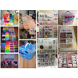 RainbowBaby 3-Tier Stackable Storage Box Organizer, 18 Adjustable Compartments, Small Plastic Craft Case Container Bins for Sewing Accessories, Jewelry Beads Arts and Crafts Beauty Supplies (White)