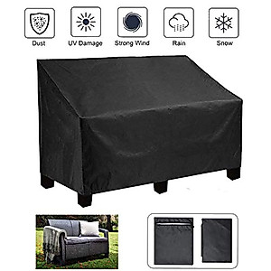 beerty Outside Furniture Covers - Garden Furniture Bench Cover 2/3/4 Seater Waterproof Anti-UV Heavy Duty Bench Protective Cover with Drawstring Cord and Storage Bag