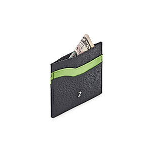 Zinda Genuine Leathers Slim Wallet Card Holder RFID Protection Unisex (Black/Green)