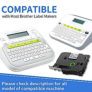 Replacement for Brother Label Maker Tape Clear TZ 12mm 0.47 Inch Ptouch Label Tape Black on Clear TZe-131 TZe131 P Touch Refills for PTD210 PTH100, 1/2 Inch 26.2 Ft, 2 Pack