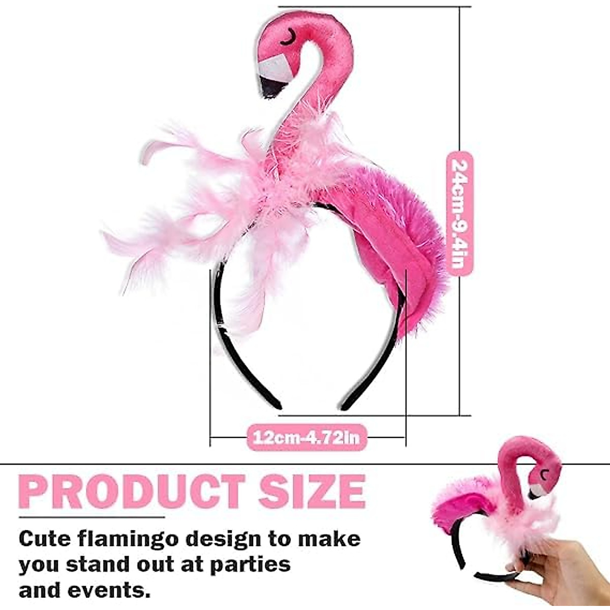 Mikily‘s Flamingo Headband for Women, Feather Flamingo Costume Headband for Girls, Party Hat Headband for Adults, Pink