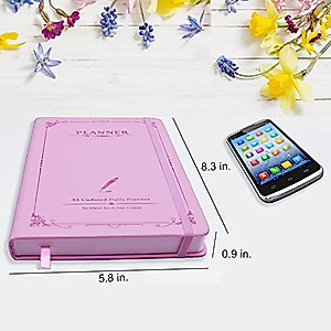 Daily Planner 2023 A5 Hardcover Undated To Do Planners for Women 300 Pages with Bookmark Easy Manage Daily Plan - Pink