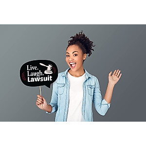 Funny Law School Grad Photo Booth Props - Future Lawyer Graduation Themed Party Decorations - Funny Photography Supplies - Selfie Props with Sticks - 10pcs