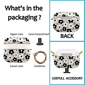 Case Cover for AirPods Pro 2019, Cute Flower Patterns AirPod Pro Hard Case for Women Girls, Compatible with Apple iPods Pro (Flower)