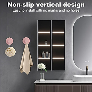 IURRDOP Suction Cup Hooks for Shower,2 Pcs Removable Shower Hooks for Loofah,Waterproof Shower Suction Hooks for Inside Shower,Pink Suction Towel Hooks for Shower Wall,Bathroom,Kitchen,Glass Door