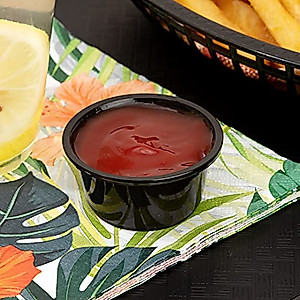Restaurantware Base 2 Ounce Sauce Cups, 2000 Microwave-Safe Condiment Cups - Crack-Resistant, Disposable, Black Plastic Portion Cups, For Samples, Sauces, Or Toppings, Lids Sold Separately