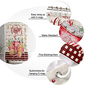 Christmas Fabric Shower Curtain 72x72 Inch, Christmas Hot Cocoa Cotton Candy Gingerbread Man Shower Curtain for Bathroom with Hooks,Waterproof Bath Shower Curtain Sets Decorative Bathroom Accessories